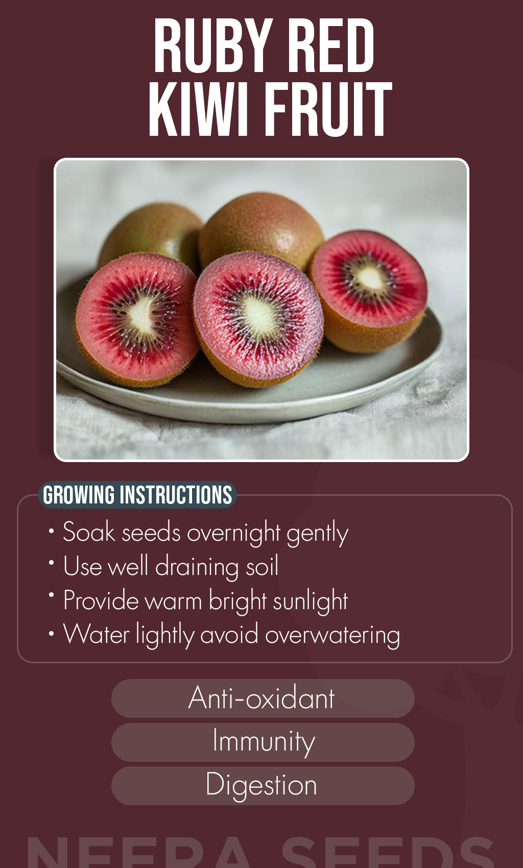 Ruby Red Kiwi Fruit Seeds USA | Heirloom Non-GMO Organic Garden Seeds ...